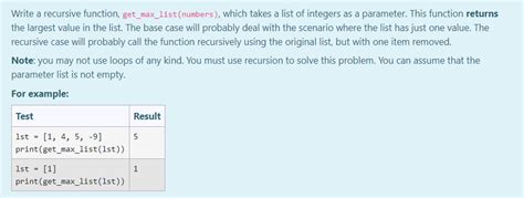 Solved Write A Recursive Function Get Max List Numbers Chegg