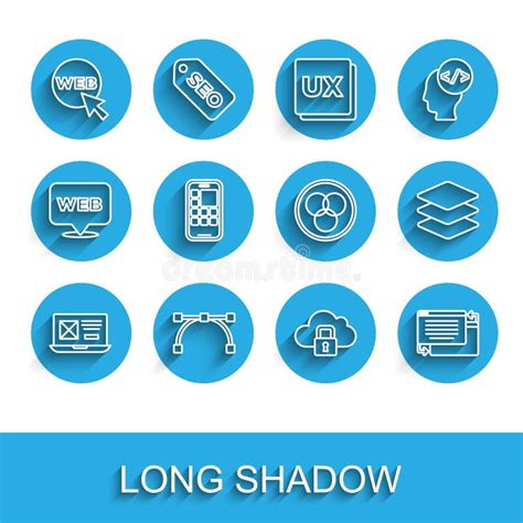 Set Line Ui Or Ux Design Bezier Curve Web And Graphic Cloud