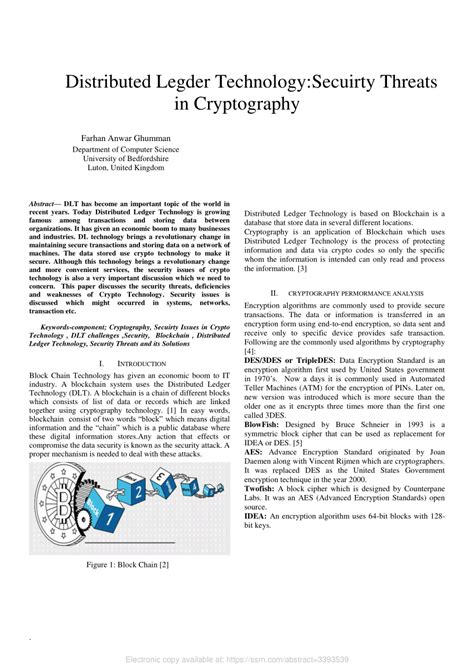 Pdf Distributed Ledger Technology Secuirty Threats In Cryptography