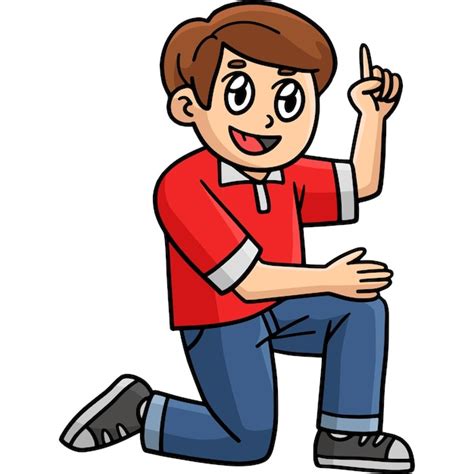 행복 한 아버지 무릎을 꿇 고 만화 컬러 클립 아트 무료 벡터