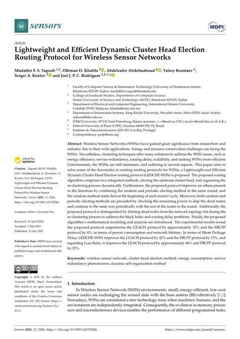 pdf lightweight and efficient dynamic cluster head election routing