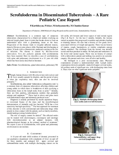 Pdf Scrofuloderma In Disseminated Tuberculosis A Rare Pediatric Case Report