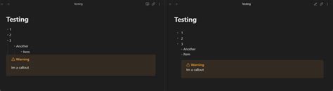 adding a callout in a list broke the list in reading mode bug