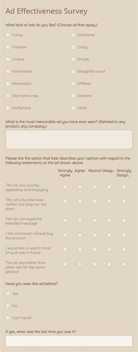 Advertising Effectiveness Survey Template 123 Form Builder