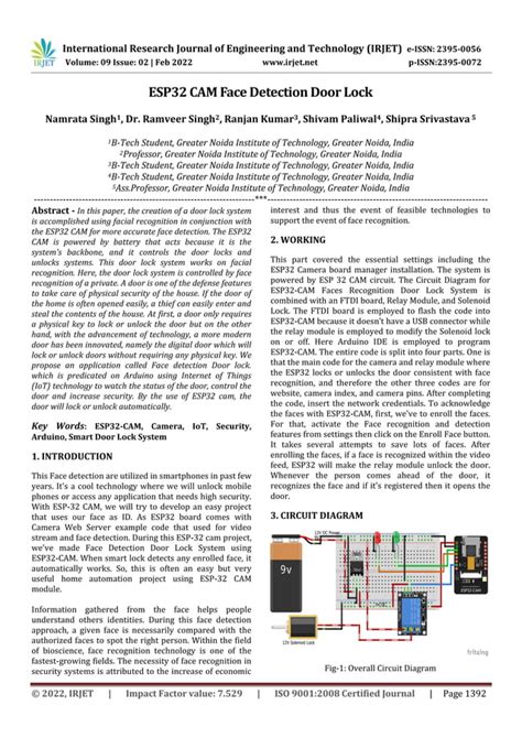 Esp32 Cam Face Detection Door Lock Pdf Home Security Home And Garden