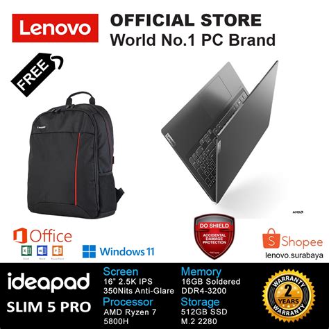 Jual Lenovo Ideapad Slim Pro Ip Pro Ach L Id Storm Grey Amd R Shopee Indonesia