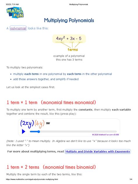 multiplying polynomials pdf polynomial multiplication