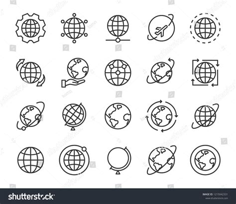 Set World Map Vector Line Icons Stock Vector Royalty Free 1215042331 Shutterstock
