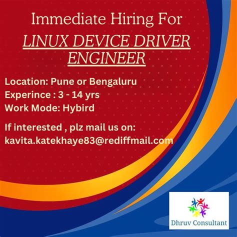 Kavita Katekhaye On Linkedin Immediatehiring Linuxdevicedriver Pune Bengaluru