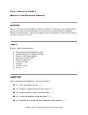 Module 1 Pdf STA 201 PRINCIPLES OF STATISTICS Module 1Introduction To Statistics OVERVIEW