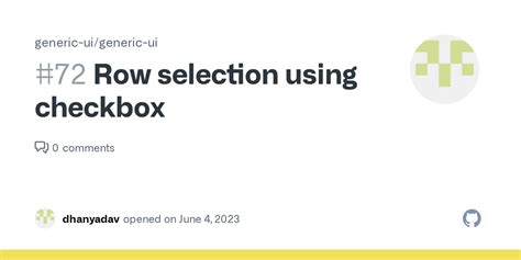 Row Selection Using Checkbox · Issue 72 · Generic Uigeneric Ui · Github