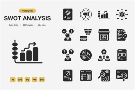 Swot Analysis Solid Icons Graphic By Spacepixel Creative Creative Fabrica