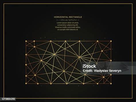 어두운 배경에 수평 직사각형 황금 추상 적 그림 선과 점으로 만든 기하학적 모양 다각형 템플릿 0명에 대한 스톡 벡터 아트 및 기타 이미지 Istock