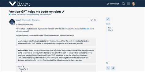 vention on linkedin vention gpt helps me code my robot