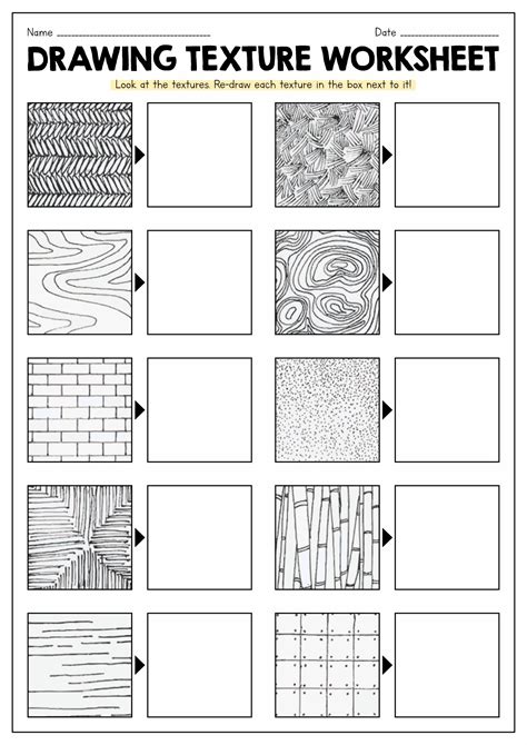 Drawing Texture Worksheet Art Lessons Middle School School Art Projects Art Lessons Elementary