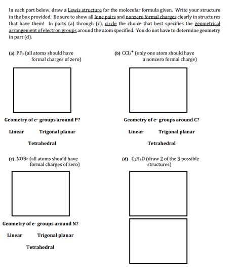 Solved In Each Part Below Draw A Lewis Structure For The Chegg