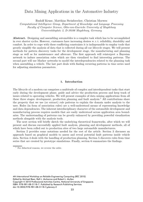 (PDF) Data Mining Applications in the Automotive Industry
