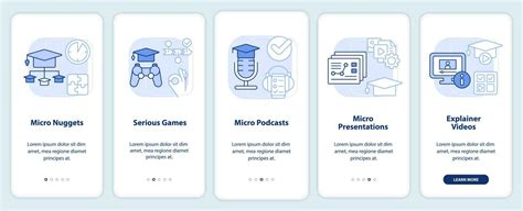 Delivering Microlearning Ways Light Blue Onboarding Mobile App Screen Walkthrough 5 Steps