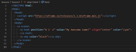 Lesson 1 Creating A Title Page Aframe Game Tutorial