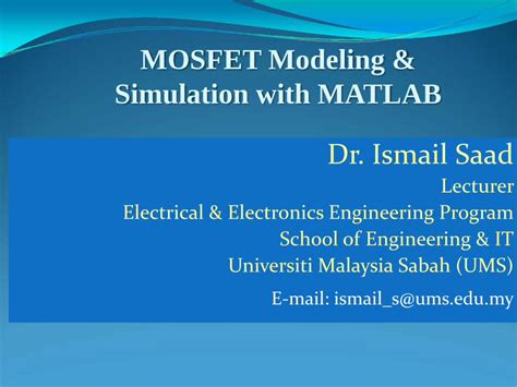Pdf Mosfet Modeling And Simulation With Matlab · Mosfet Modeling