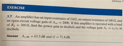 Solved 17 An Amplifier Has An Input Resistance Of 2kΩ An