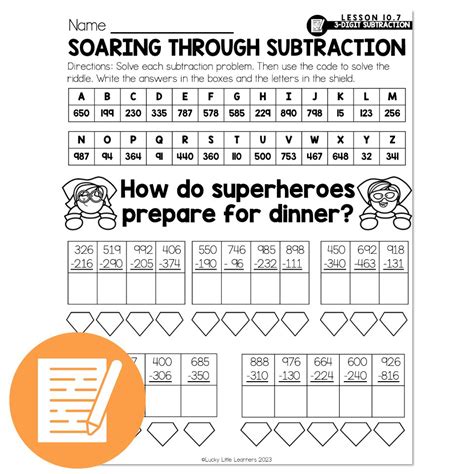 Lucky To Learn Math Lesson 107 3 Digit Subtraction Review