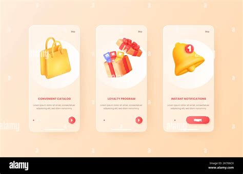 Mobile Shop Onboarding Walkthrough Instructions Steps On Ui Screen Smartphone App 3d Template