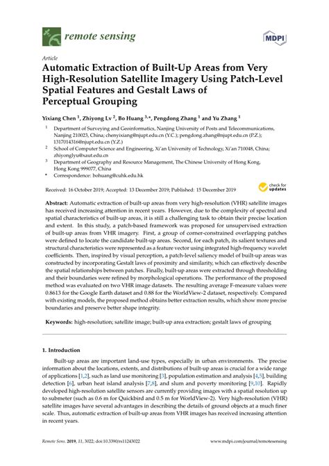 PDF Automatic Extraction Of Built Up Areas From Very High Resolution Satellite Imagery Using