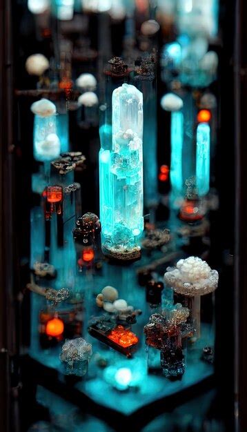 Premium Photo Modular Rack Moog With Wires Fiber Optic And Glass Tubes Glowing Light Bulbs