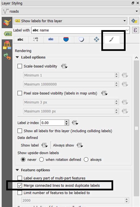 labeling suppress same label from different features qgis