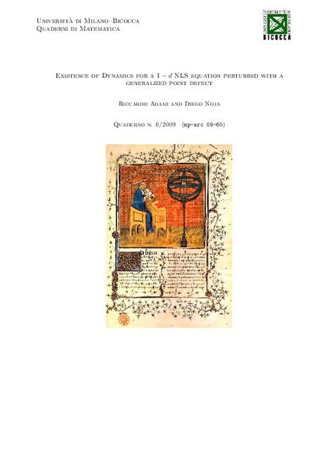 Pdf Existence Of Dynamics For A 1d Nls Equation Perturbed With A