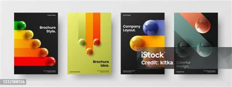 기하학적 팜플렛 A4 벡터 디자인 템플릿 번들 독특한 3d 구책 표지 레이아웃 컬렉션 A4 용지에 대한 스톡 벡터 아트 및 기타