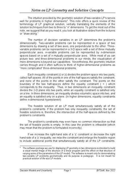 Lp Solution Concepts Pdf