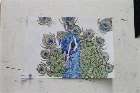 Pointillism Peacock Dot Painting Pointillism Art