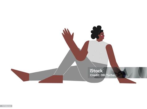 여성 아프리카 계 미국인 캐릭터가있는 벡터 개념 스포티한 운동 마리키아스 포즈 강한 여자는 자세를 배운다 Marichyasana