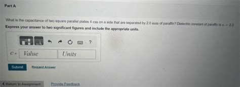 solved what is the capacitance of two square parallel plates