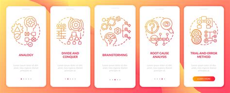 Problem Solving Strategies Red Onboarding Mobile App Page Screen With