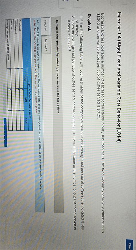 solved exercise 1 4 algo ﻿fixed and variable cost behavior