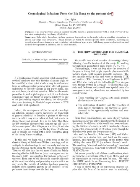 Cosmological Inflation Big Pdf Universe Inflation Cosmology