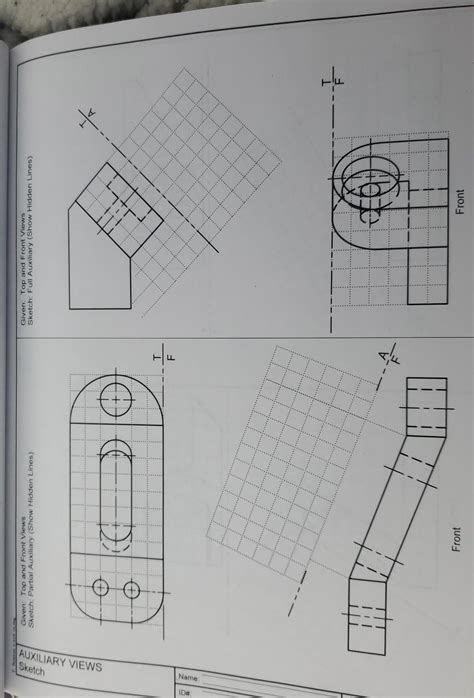 solved given top and front views sketch partial auxiliary