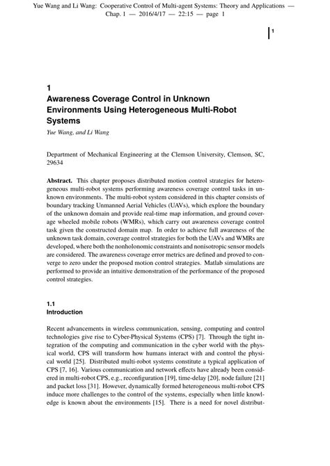 Pdf Awareness Coverage Control In Unknown Environments Using