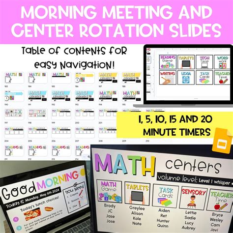 Daily Classroom Slides With Timers For Kindergarten Center Rotations