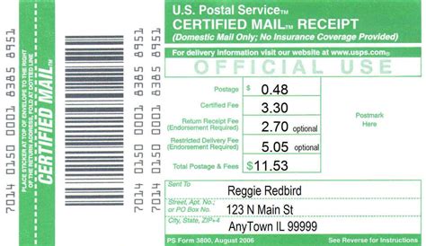Free Certified Mail Information Certified Mail Receipt Template Sample Emetonlineblog