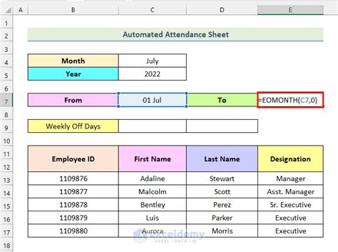 How To Create An Automated Attendance Sheet In Excel Easy Steps