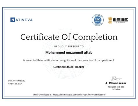 Mohammed Muzammil On Linkedin Certified Ethical Hacker