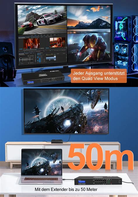 Tesmart Hdmi Matrix 8x8 Extender 4k 4 Inputs 4 Hdmi And 4 Mirrored Extended Outputs 4x8 Matrix