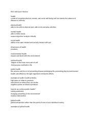 HSCI 160 Quiz 1 Review Docx HSCI 160 Quiz 1 Review Health A State Of Complete Physical Mental