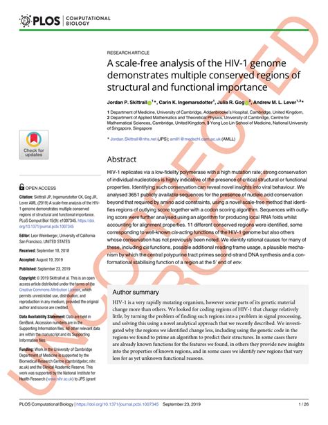 pdf a scale free analysis of the hiv 1 genome demonstrates multiple