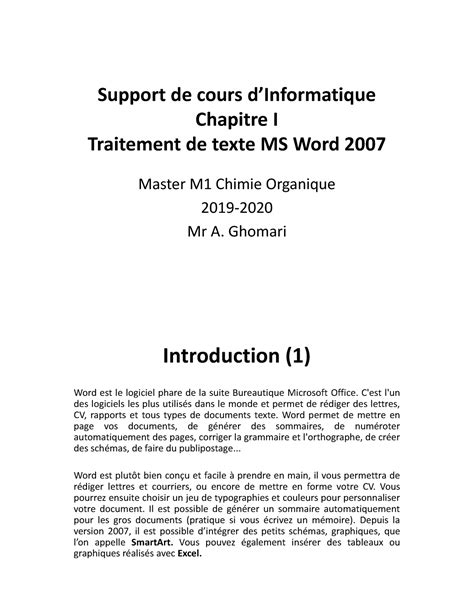 Support De Cours Dinformatique Chapitre I Support De Cours D