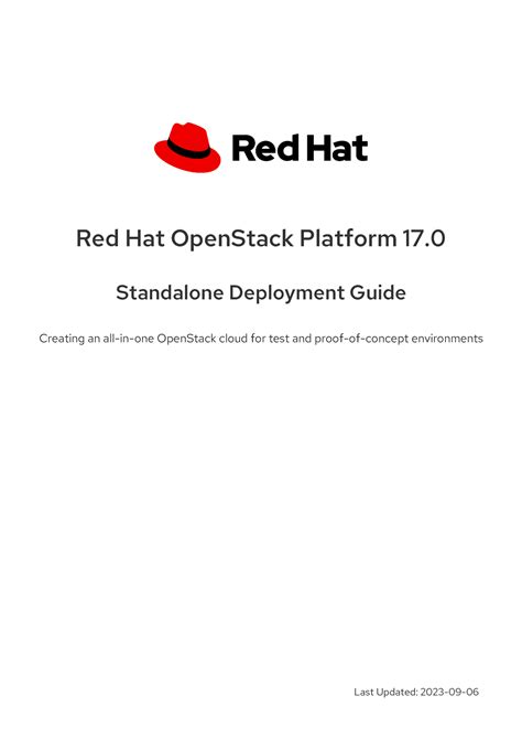 Red Hat Openstack Platform 17 Red Hat Openstack Platform 17 Standalone Deployment Guide